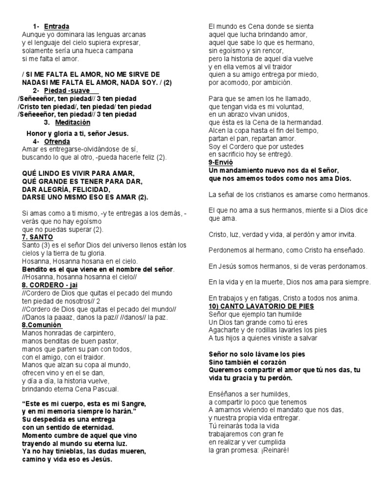 Cantos Jueves Santo 2023 | PDF | Amor | Cristo (título)