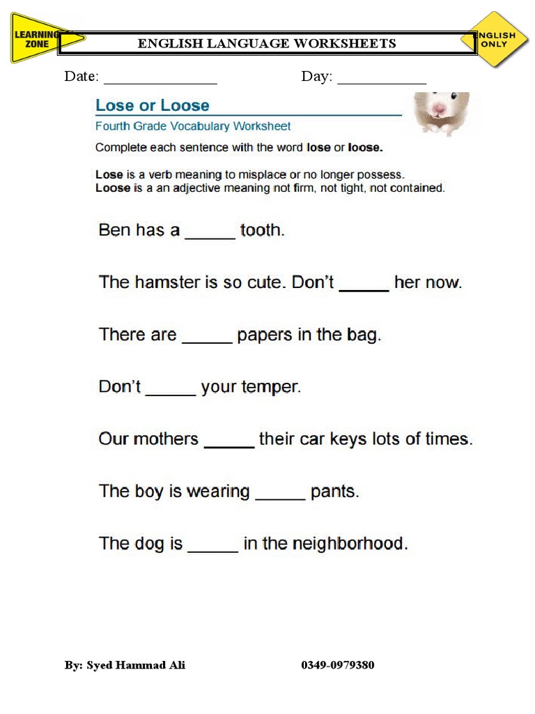 Class 4 English Worksheet 5 | PDF