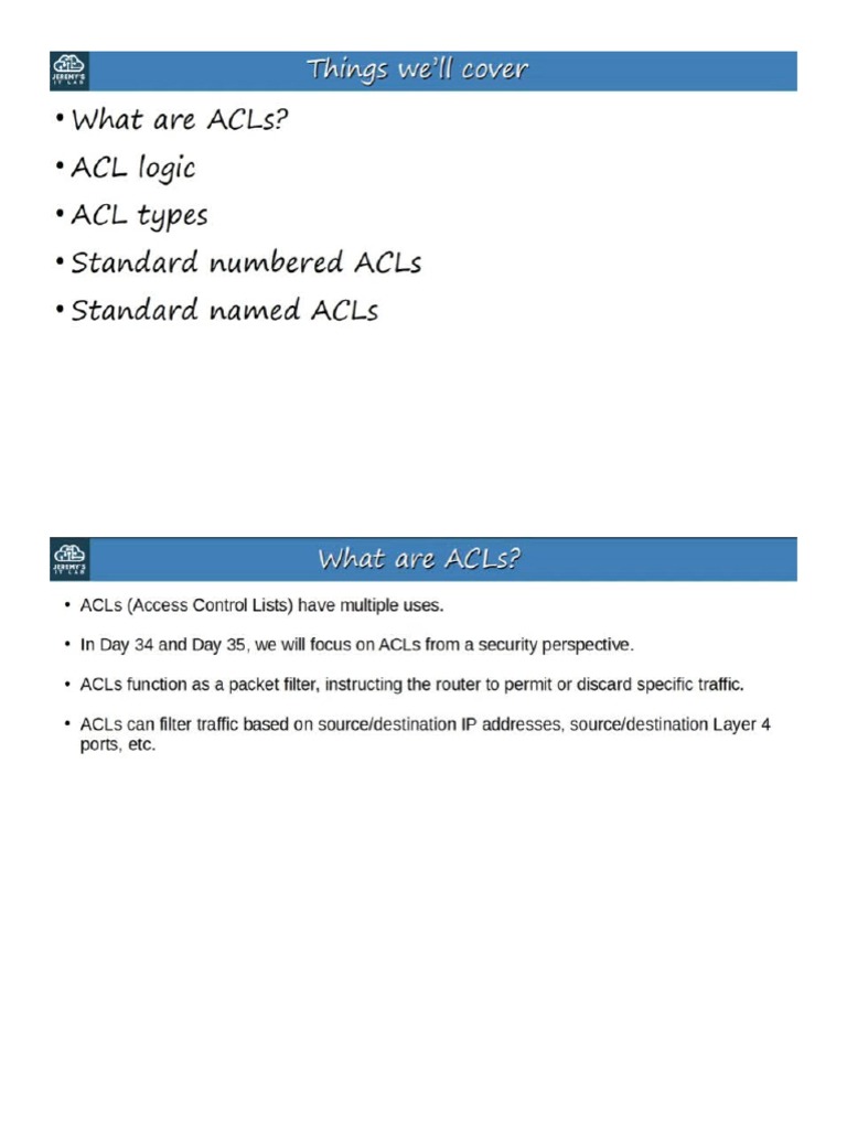 ACLs Standard Access List Jeremy Lab | PDF | Router (Computing) | Computer Engineering