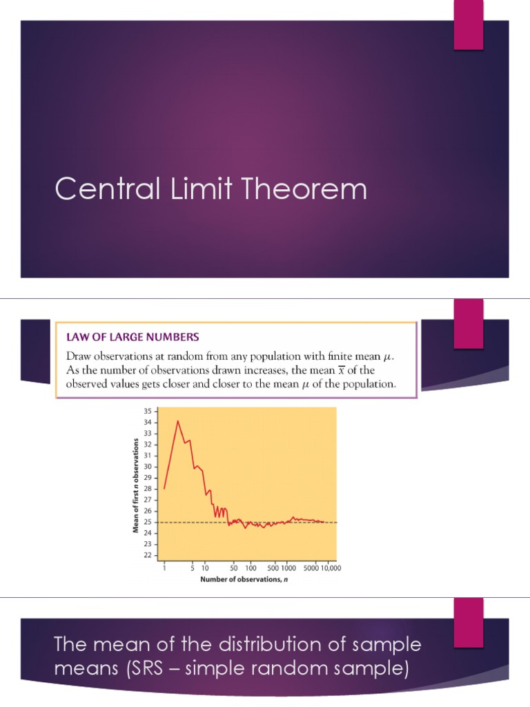 Central Limit Theorem Pdf Mean Standard Deviation