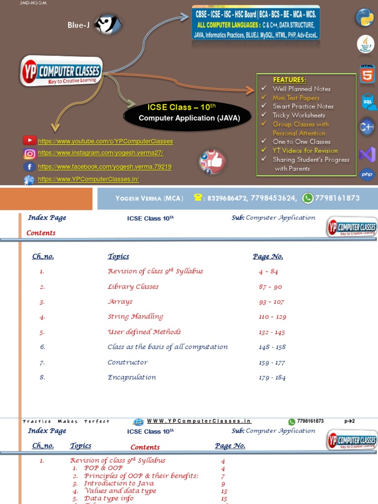 Blue J Icse Class 10 Pdf Java Programming Language Object Oriented Programming