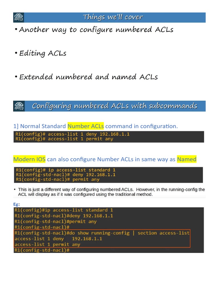 ACLs Extended Access List Jeremy Lab | PDF