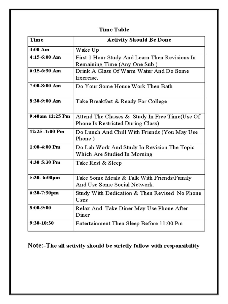 Time Table !!1 | PDF