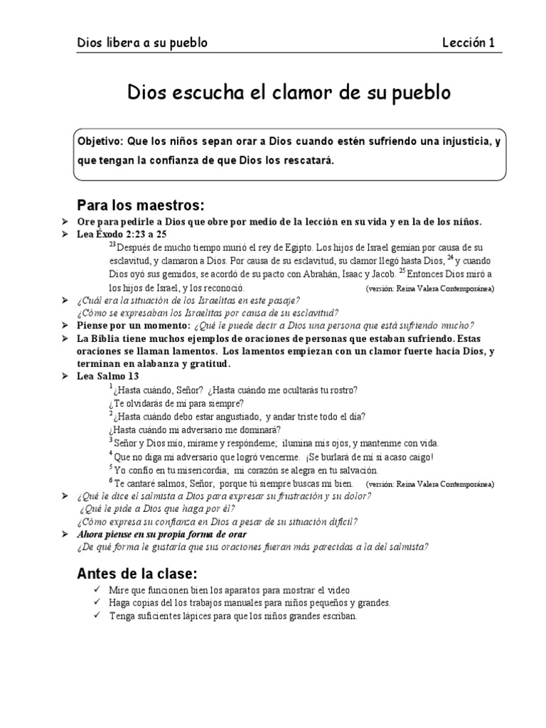 Dios Escucha El Clamor de Su Pueblo | PDF | Libro del éxodo | Salmos