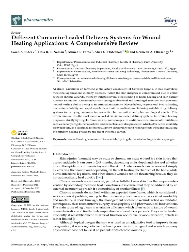 Pharmaceutics 15 00038 v2 | PDF | Wound Healing | Healing