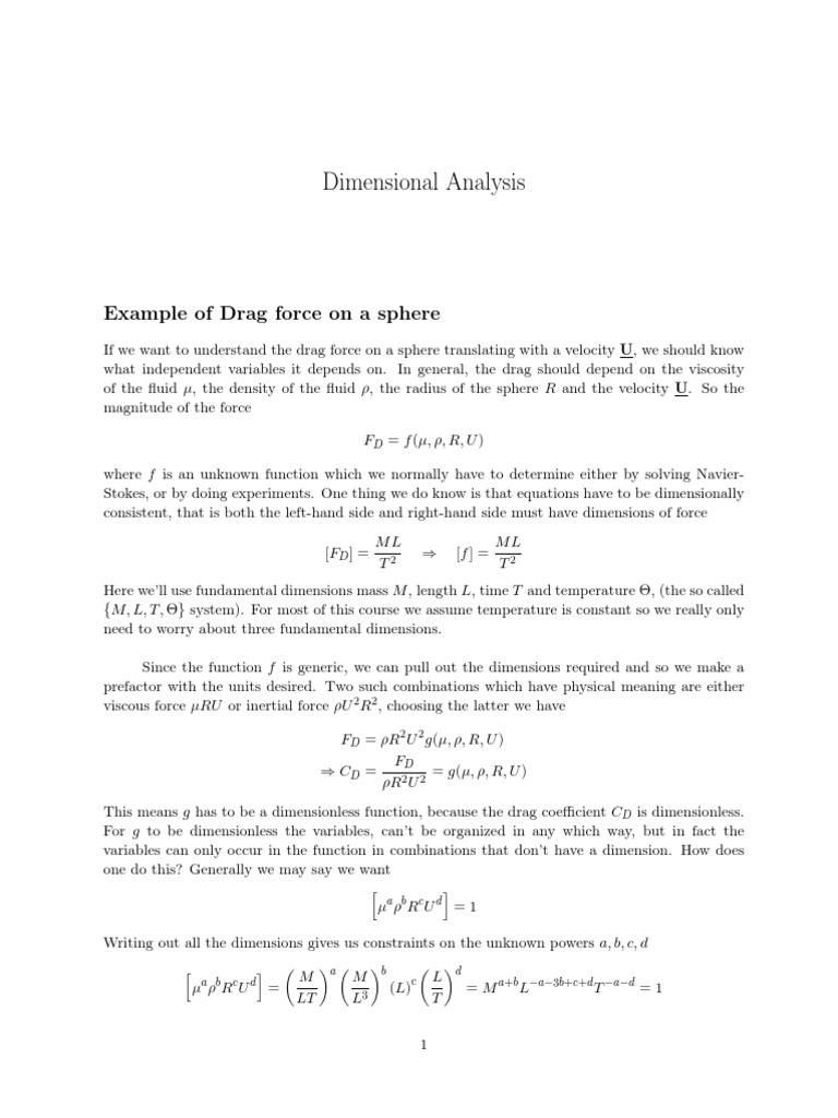 Lecture 16S - Dimensional Analysis | PDF | Physics | Mathematics