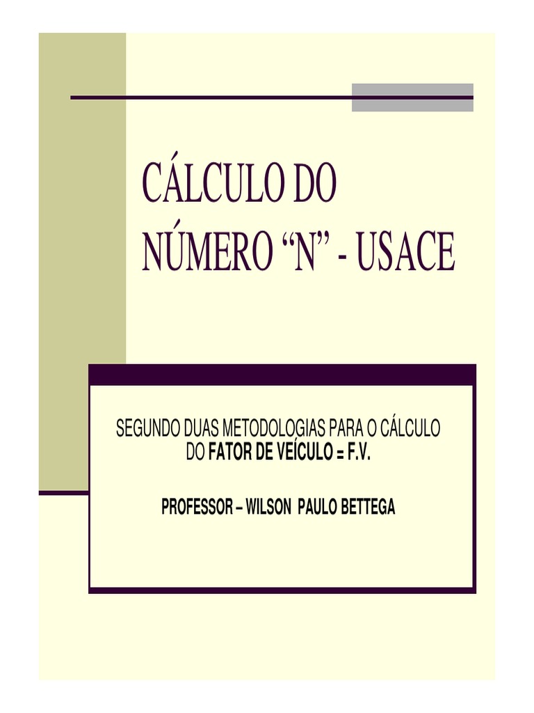 CÁLCULO DO NÚMERO N Modo de Compatibilidade | PDF | Eixo | Transporte rodoviário