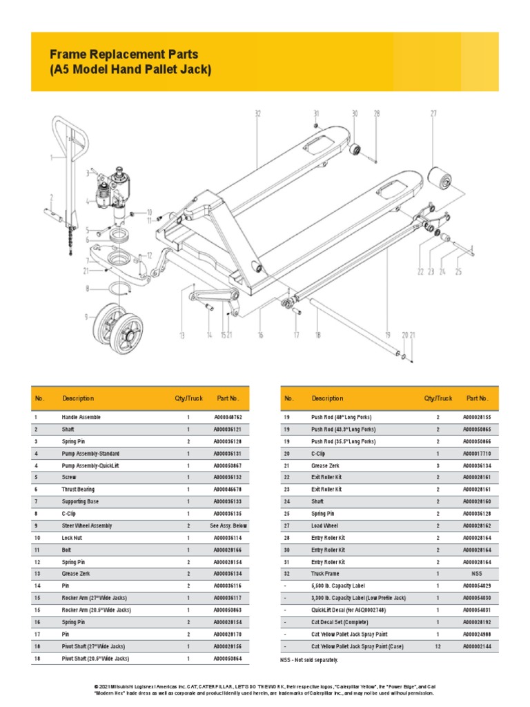 CLT Hand Pallet Truck Replacement Parts (A5) | PDF | Axle | Bearing ...