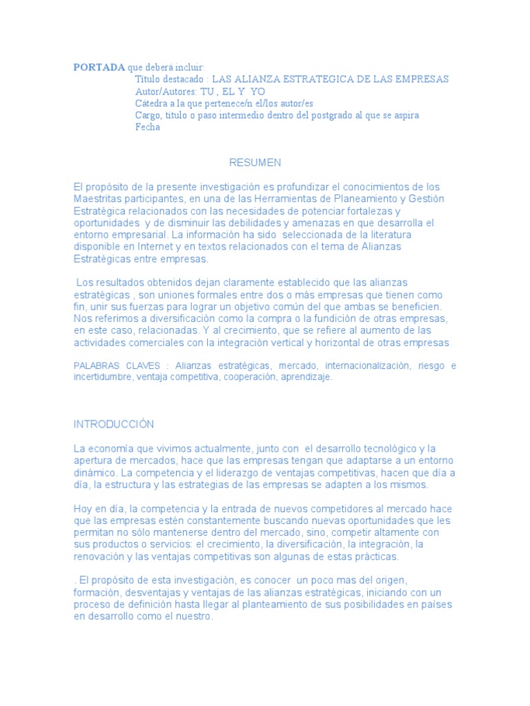 Alianza Estrategicas | Descargar gratis PDF | Proyecto conjunto ...