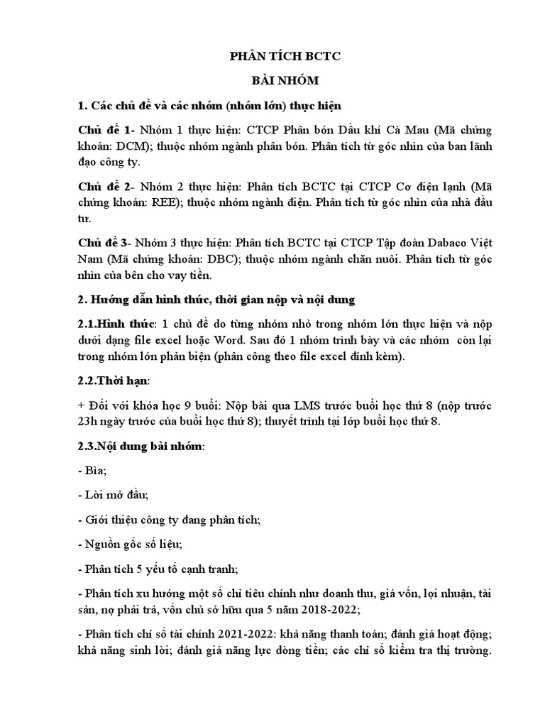 23D1ACC50702009 - PTBCTC - Chủ Đề Bài Nhóm | PDF