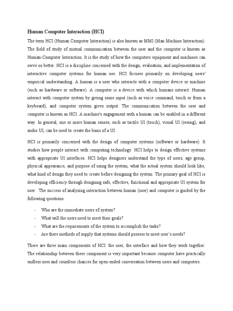 Human Computer Interaction Pdf User Interface Human Computer