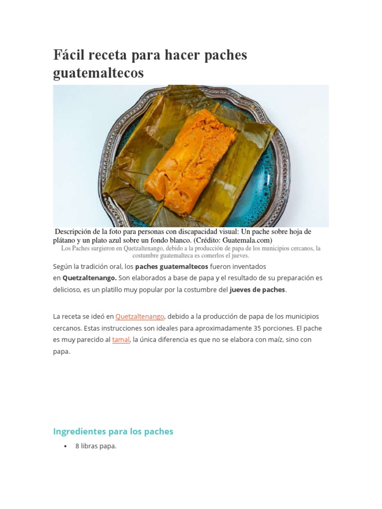 Receta para Hacer Paches Guatemaltecos | PDF