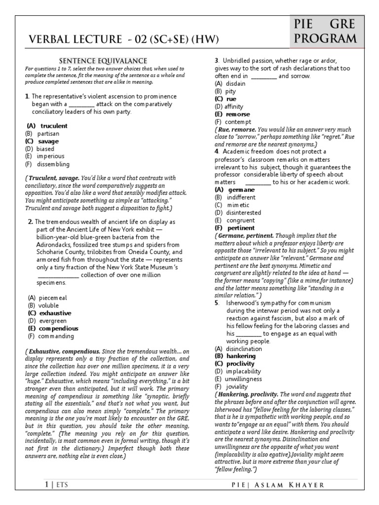 Verbal 2 Solution (Part 2) | PDF