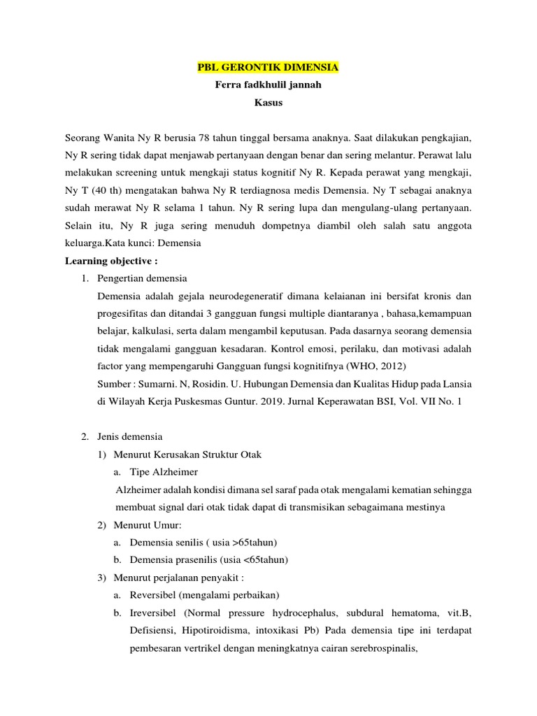 PBL Gerontik Dimensia | PDF