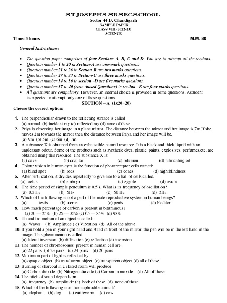 Circular 20230216131109 Sample Paper Science Class VIII | PDF | Fires ...