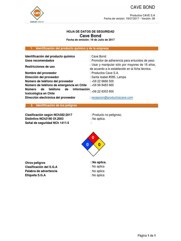 Usos y seguridad de Cave Bond | PDF | Agua | Residuos