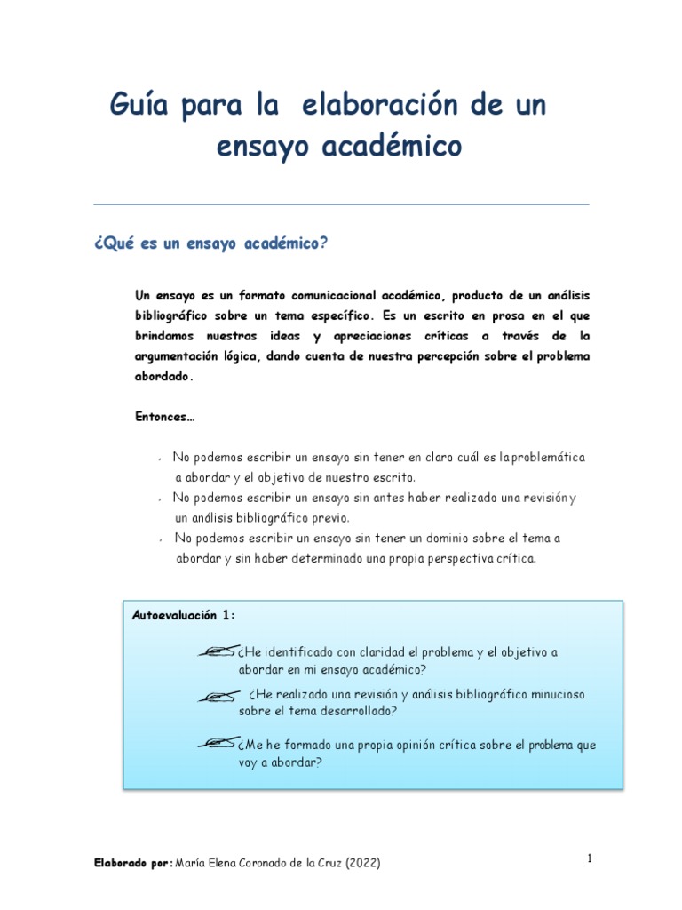 Guia Sobre Como Elaborar Un Ensayo Pdf Ensayos Coma 2579