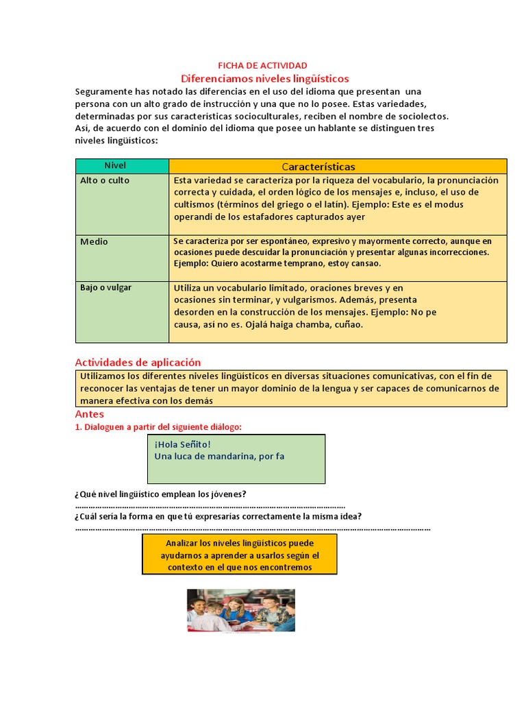 FICHA DE ACTIVIDAD Cuarto y Quinto | PDF | Idiomas | Estudios de idiomas extranjeros