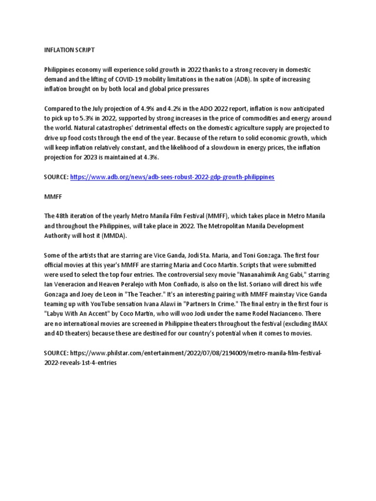 INFLATION SCRIPT | PDF