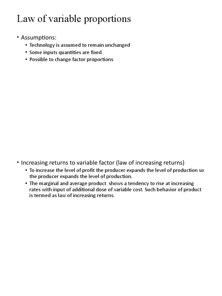 Law of Variable Proportions | PDF | Labour Economics | Economies