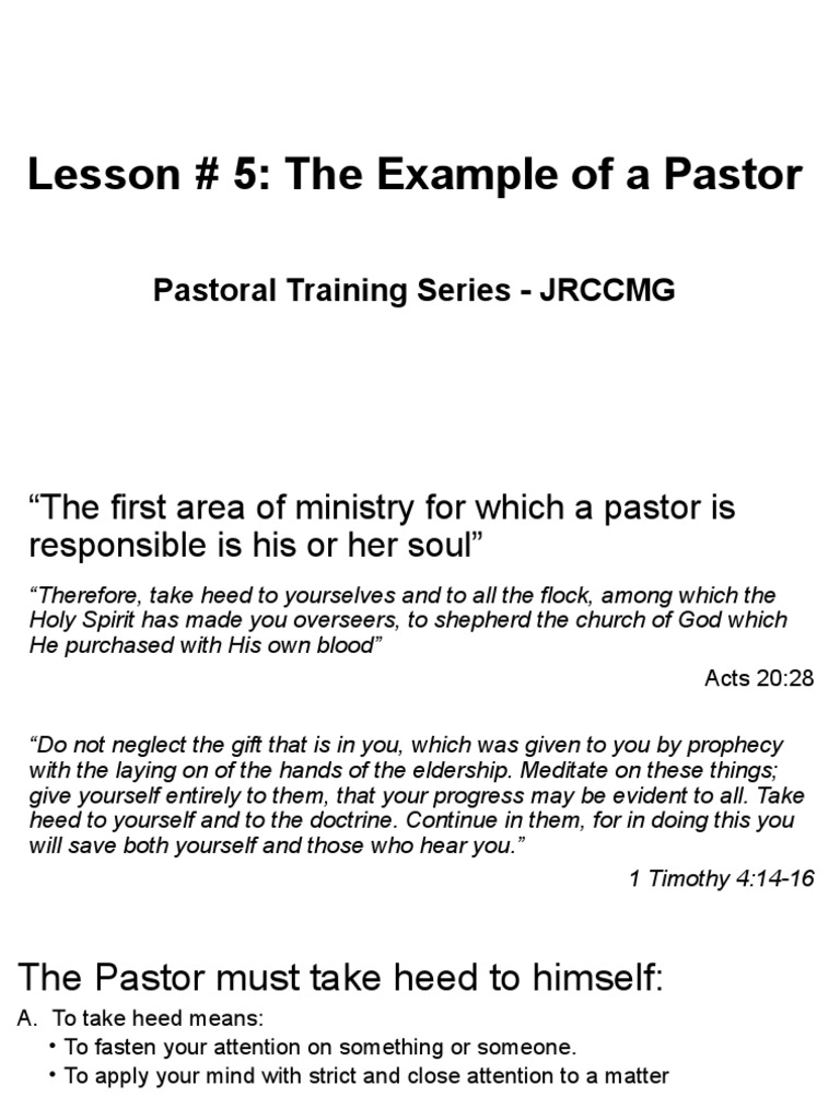The Pastor's Example and Responsibilities | PDF | Pastor | Paul The Apostle