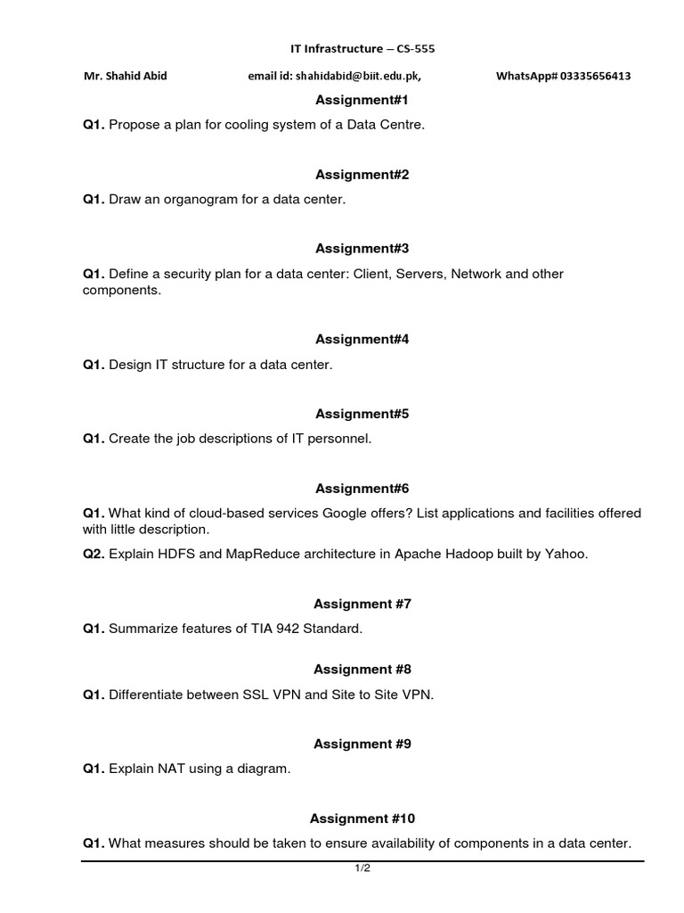 List of Assignments | PDF