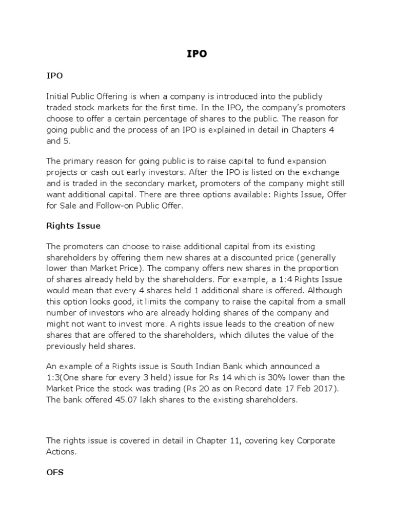 IPO | PDF | Stocks | Initial Public Offering