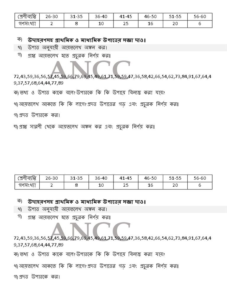 Question Class 7 (Statistics) | PDF