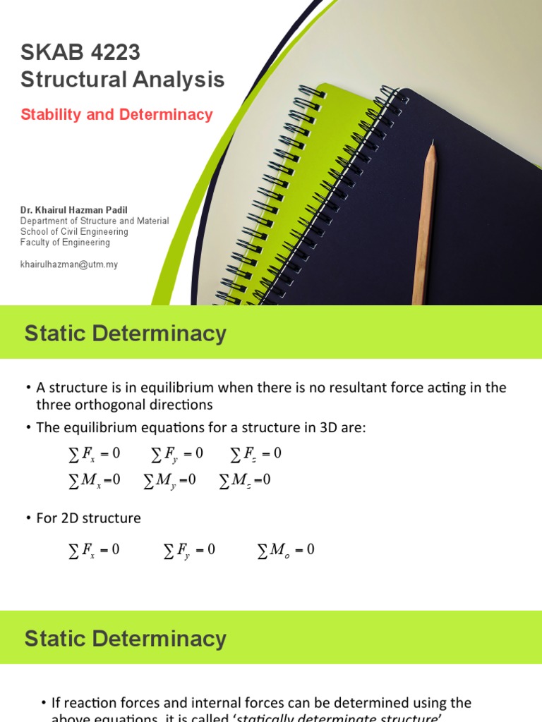 Stability and Determinacy | PDF | Truss | Stiffness