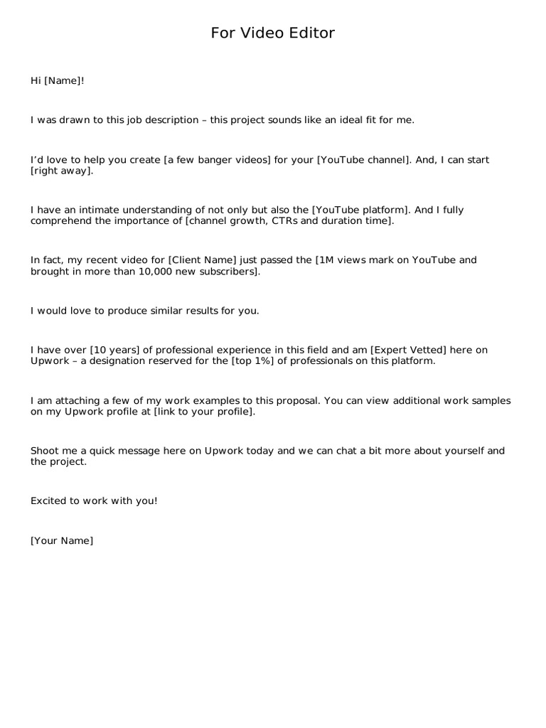 Video Editor Cover Letter @herewegoeth | PDF Video Editor Cover Letter @herewegoeth | PDF