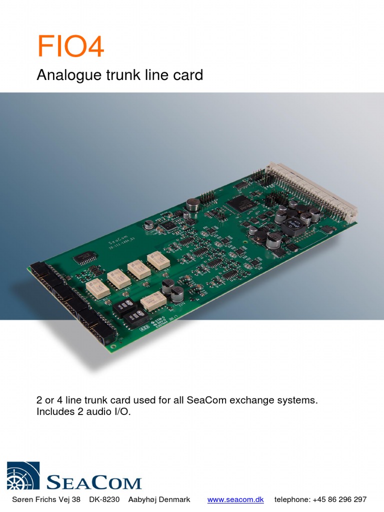2 or 4 Line Analogue Trunk Card for SeaCom Exchange Systems: Technical ...