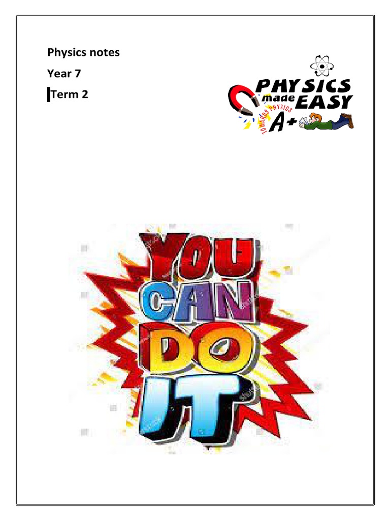 Physics Notes Year 7 Term 2 | PDF | Gases | Pressure