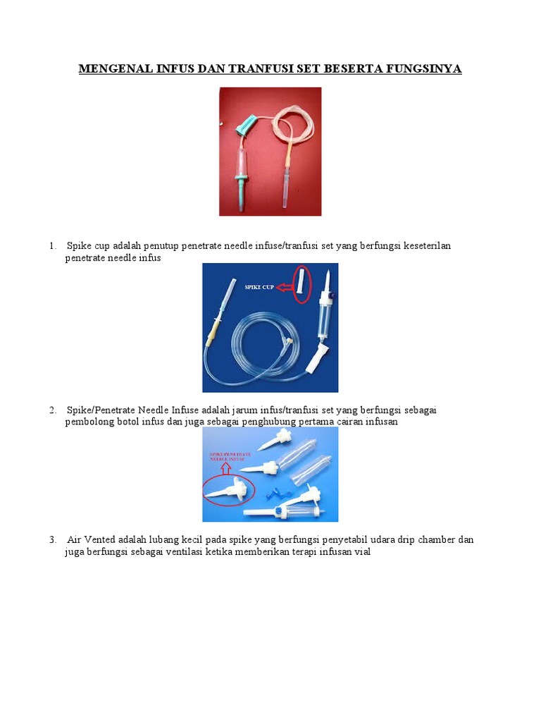 Mengenal Infus Dan Tranfusi Set Beserta Fungsinya | PDF