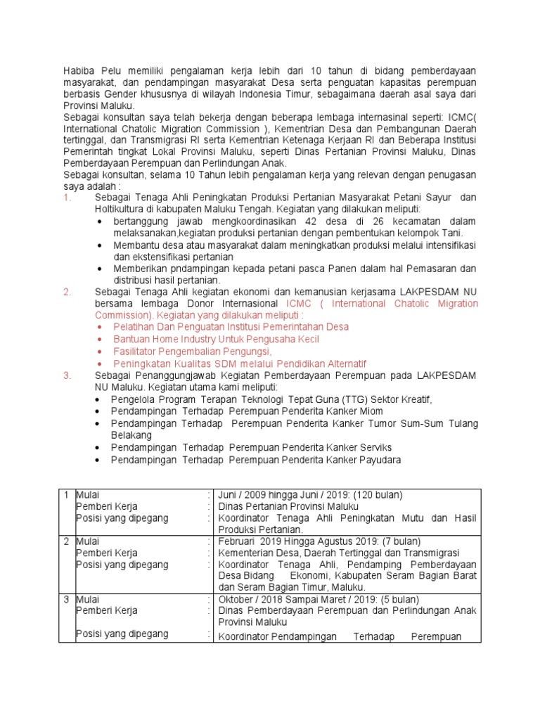 CV Habiba Pelllu Okle | PDF