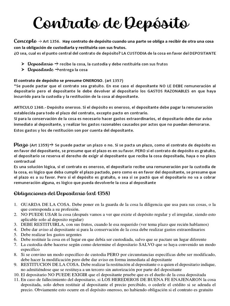 Derecho de depósito: definición, tipos y obligaciones de depositarios y ...