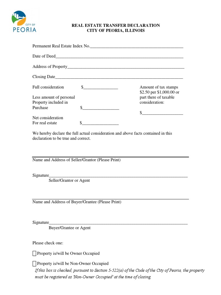 Illinois Real Estate Transfer Declaration | PDF