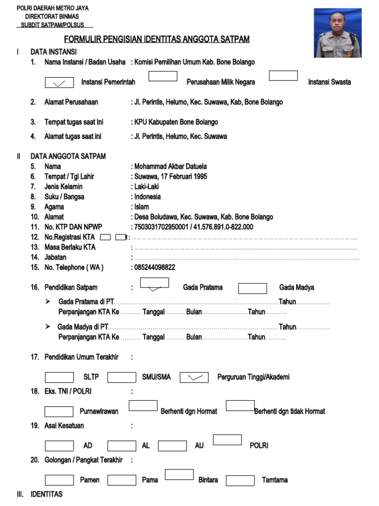 Formulir Kta Akbar | PDF