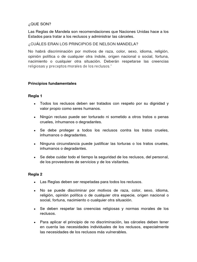 Resumen Reglas de Mandela | PDF