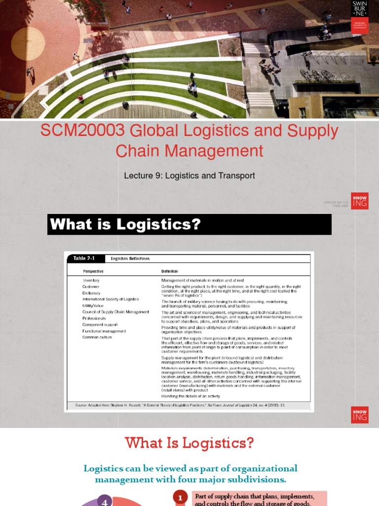 Lecture 9 Logistics And Transport Pdf Logistics Cargo