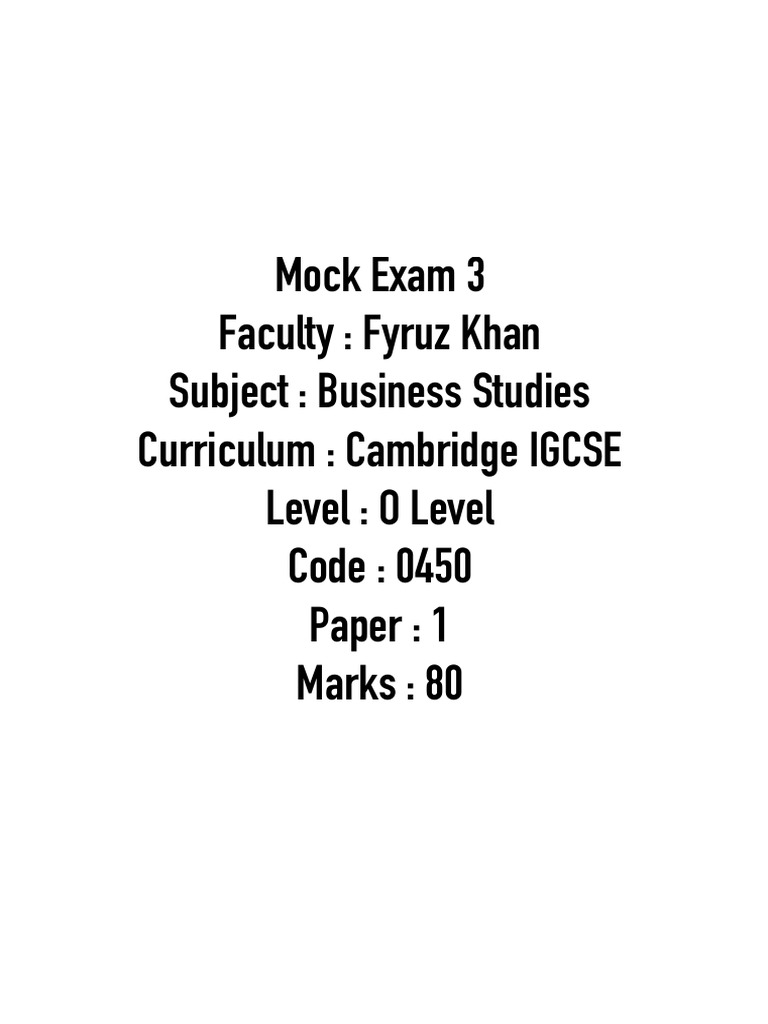 0450 Mock 3 Paper 1 | PDF