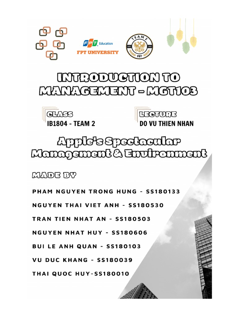 MGT103 Assignment Team 2 | PDF | Apple Inc. | Employment