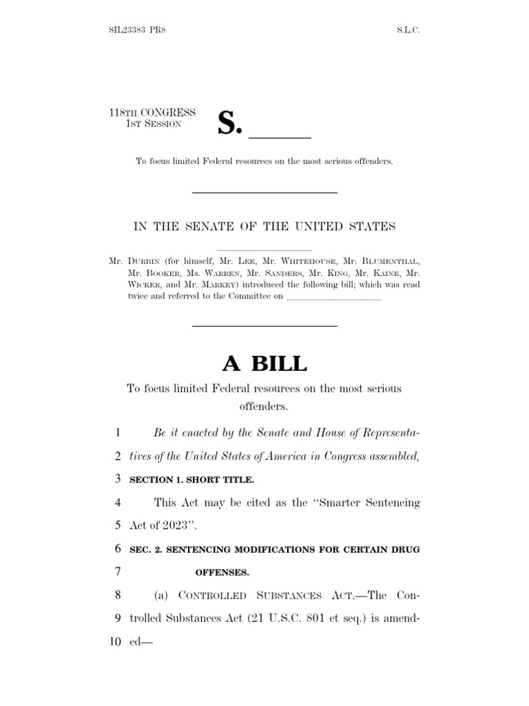 Smarter Sentencing Act Bill Text | PDF | United States Code | Federal ...