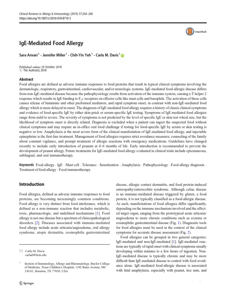 IgE-Mediated Food Allergy | PDF | T Helper Cell | Allergy