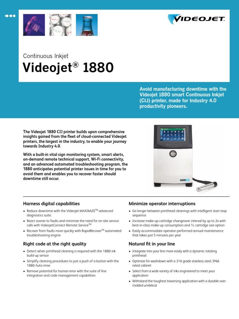 Videojet 1880: Continuous Inkjet | Download Free PDF | Printer ...