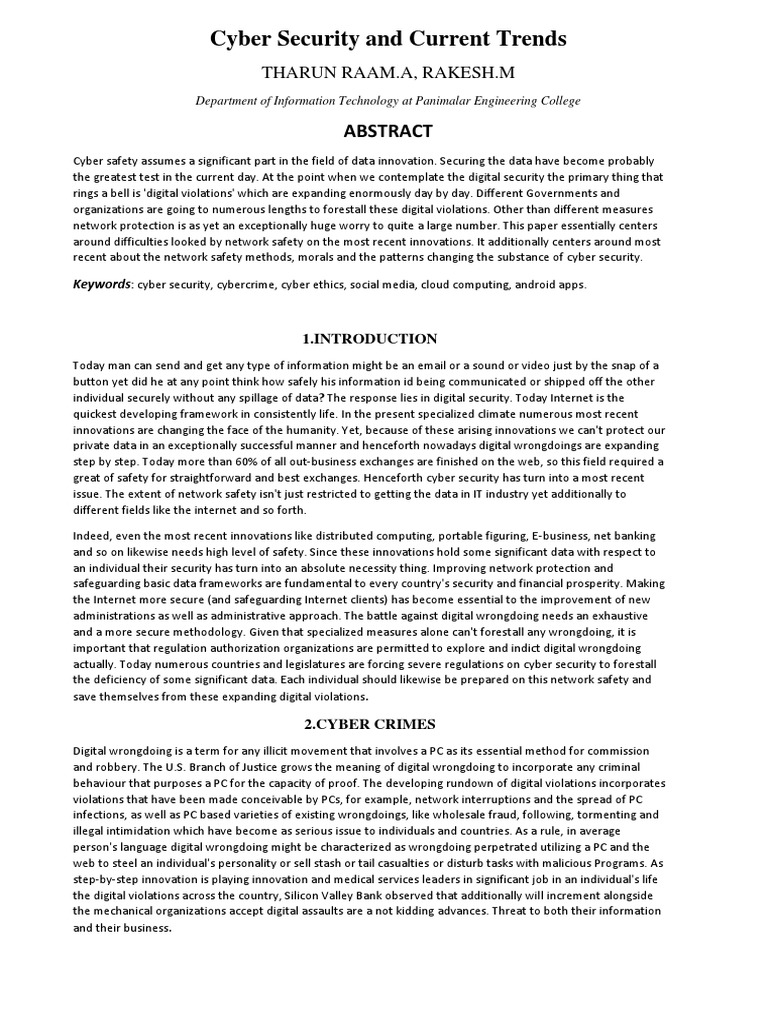 Cyber Security and Current Trends | PDF | Security | Computer Security