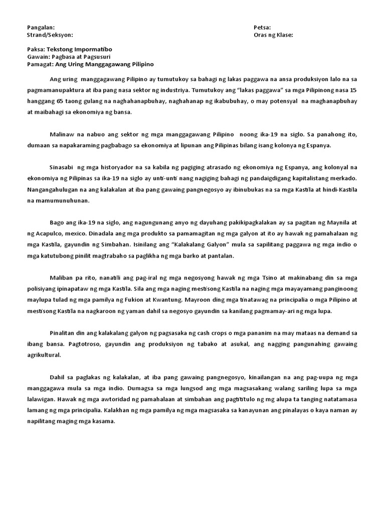 Tekstong Impormatibo | PDF