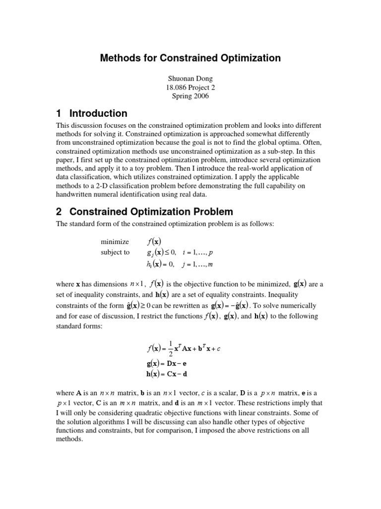 Constrained Optimization Pdf Mathematical Optimization Support Vector Machine