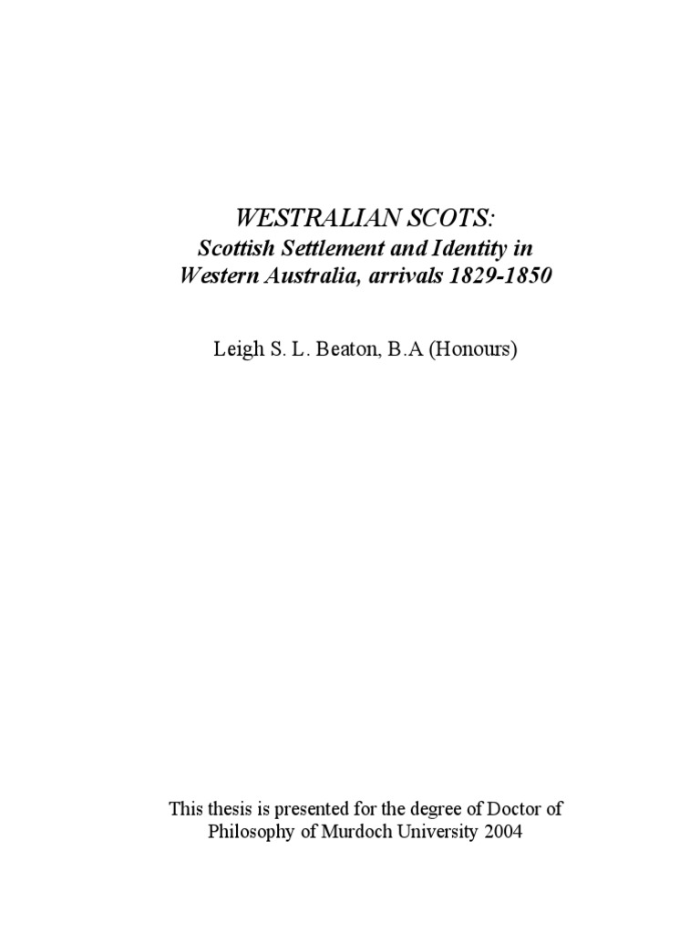 Westralian Scots:: Scottish Settlement and Identity in Western ...