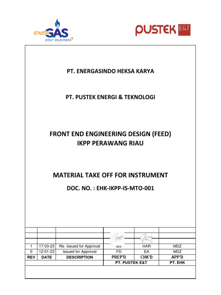Ehk-Ikpp-Is-Mto-001 Material Take Off For Instrument R1-Ifa - Cek 2 ...