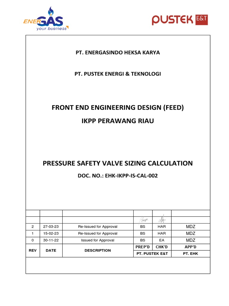 EHK-IKPP-IS-CAL-002 Pressure Safety Valve Sizing Calculation Rev. 2 ...